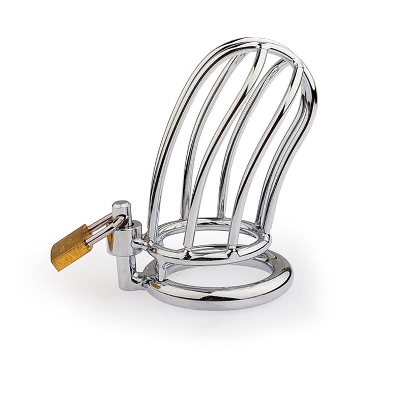 Classic Small Banana Steel Chastity Cage with Lock – Multiple Ring Siz ...